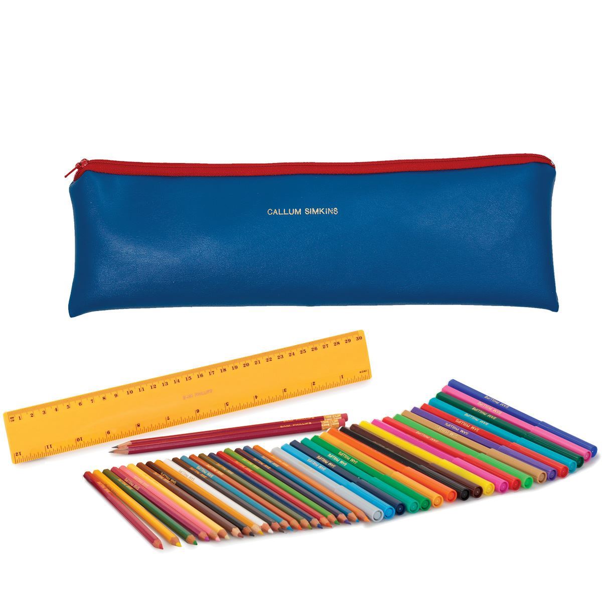 Jumbo Zipped Pencil Case - Blue | Personalised Pencils